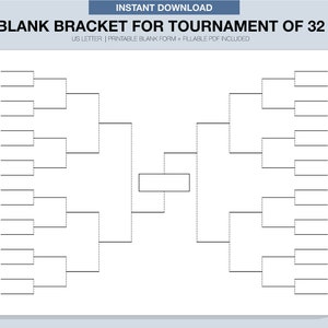 Blank Tournament Bracket, Printable, Fillable PDF, Single Elimination ...