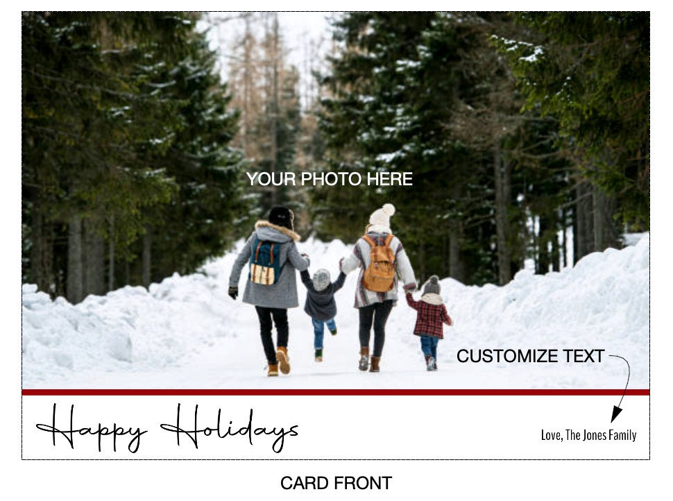 Happy Holidays Card Template, Printable Minimalist Christmas Card ...