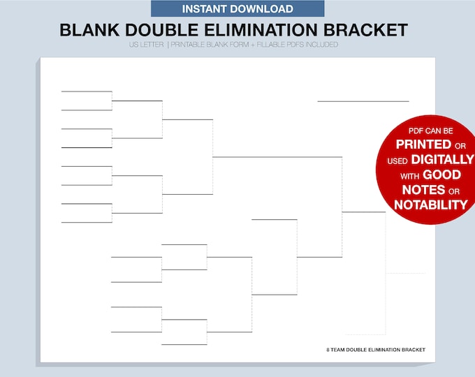 16 Team Tournament Bracket, Sports Bracket, Printable Sports Brackets ...