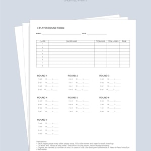 Round Robin Score Sheet Bundle, Printable (instant Download) 6-8 Teams ...