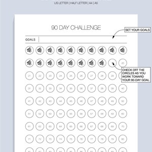 90 Day Challenge Tracker, Goal Setting, Progress Tracker / Instant ...