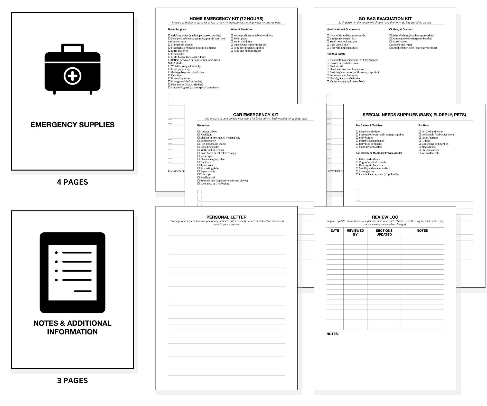 Emergency Binder Printable – Family Emergency Planner, Important ...