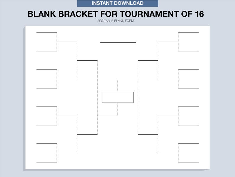 18"x 24" Blank Tournament Bracket, Printable, Fillable PDF, Single ...