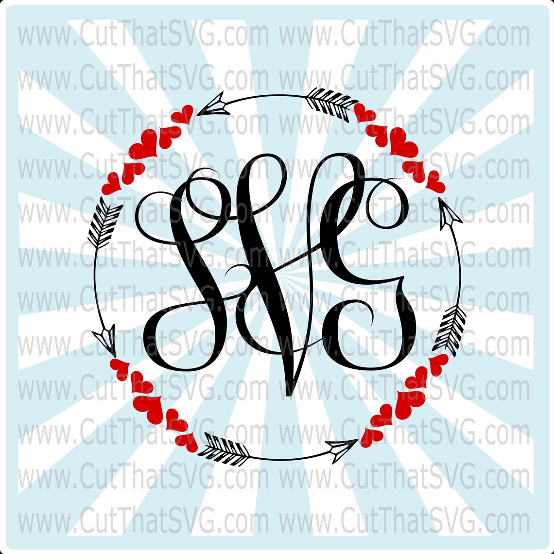 Valentine Monogram Svg Monogram Frame Circle Frame Frame | Etsy