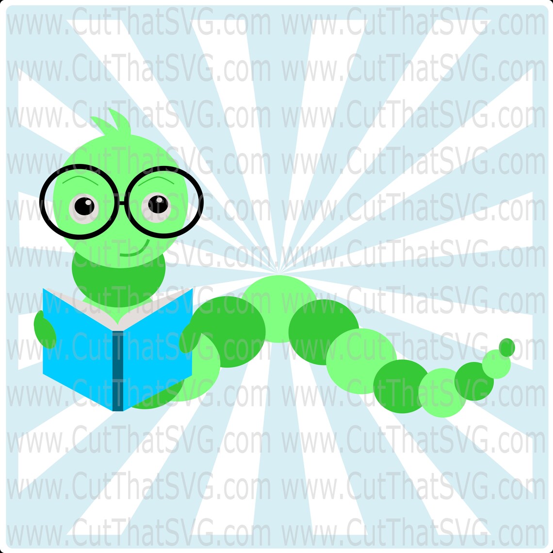 Bookworm SVG Cut File Bookworm Clip Art Bookworms Svg Back | Etsy