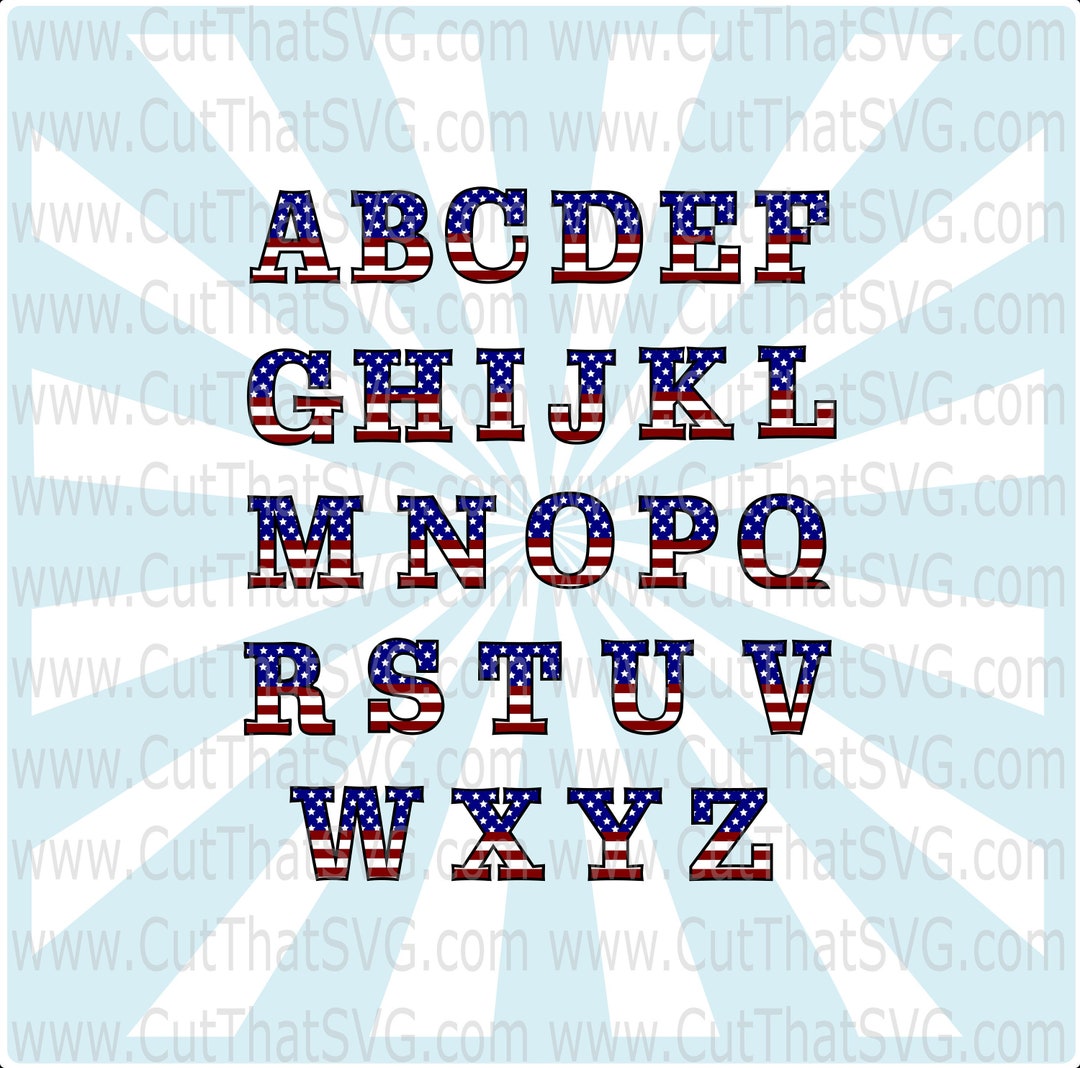 American Flag Alphabet Font SVG, Monogram Cricut Font SVG, Monogram ...