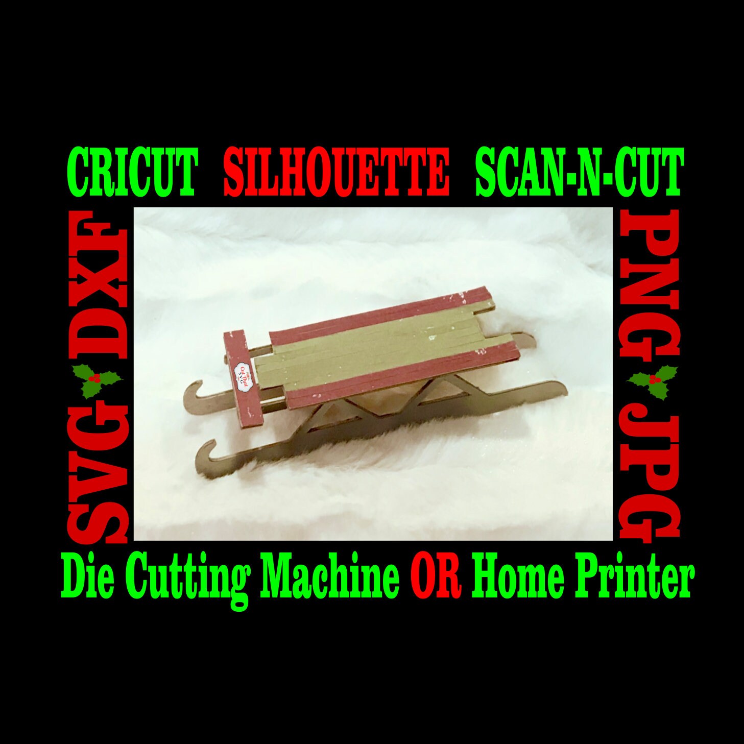 3D Svg Sled Svg Ornament Svg Winter Svg Sledding Sled | Etsy