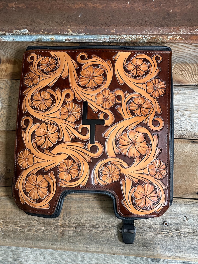 Custom Leather Tooled Center Console Covers - Etsy