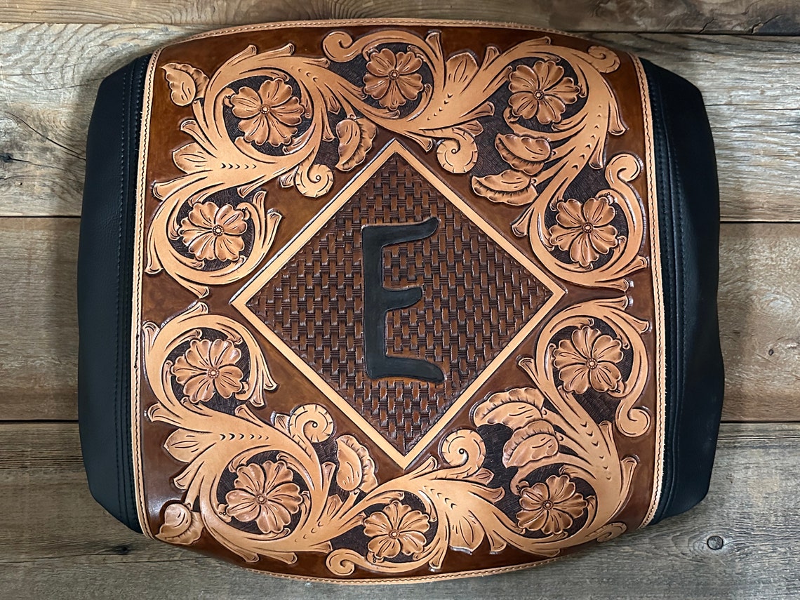 Custom Leather Tooled Center Console Covers - Etsy