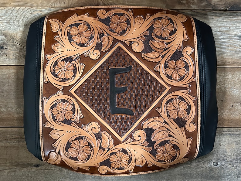 Custom Leather Tooled Center Console Covers - Etsy