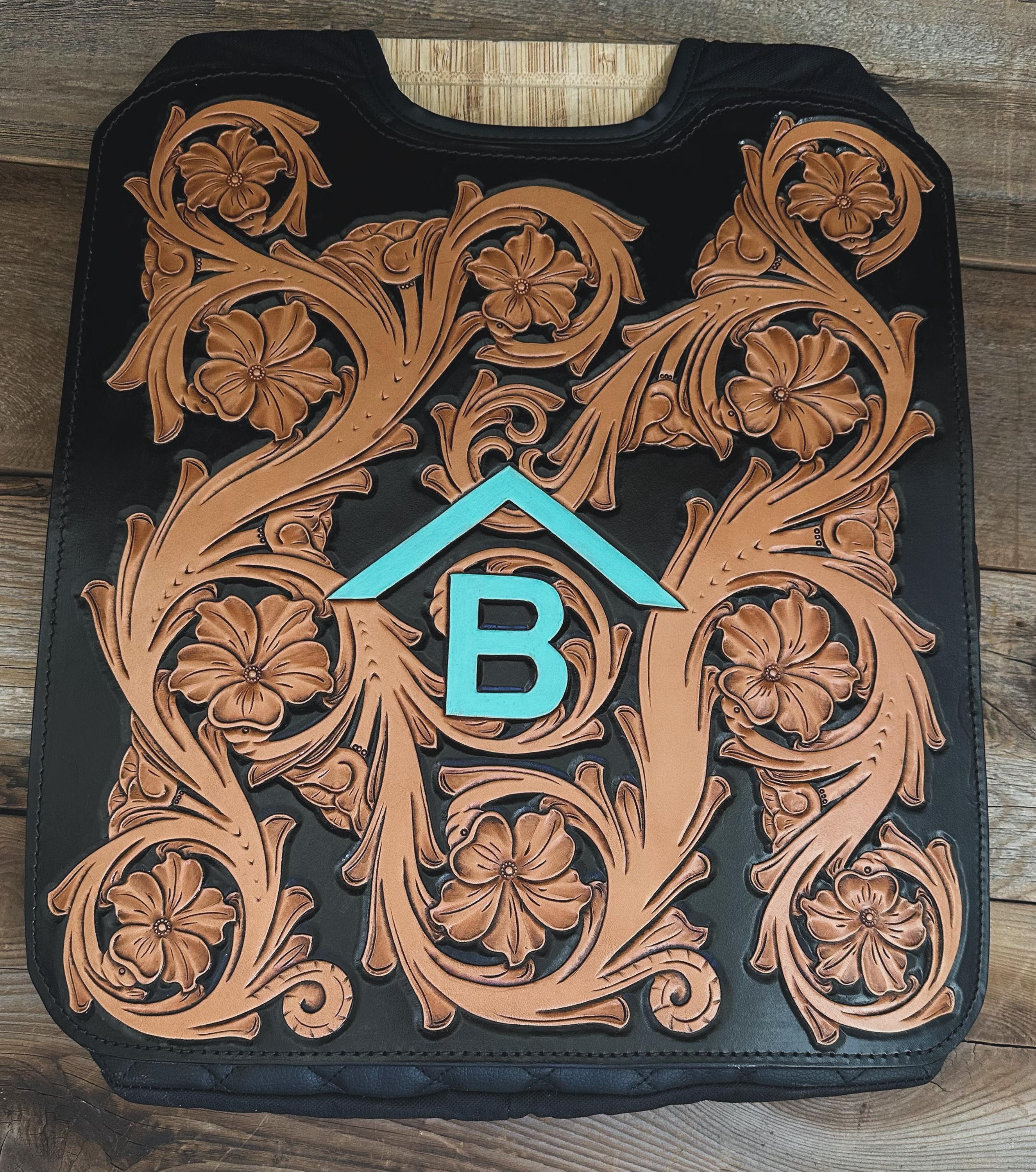 Custom Leather Tooled Center Console Covers - Etsy