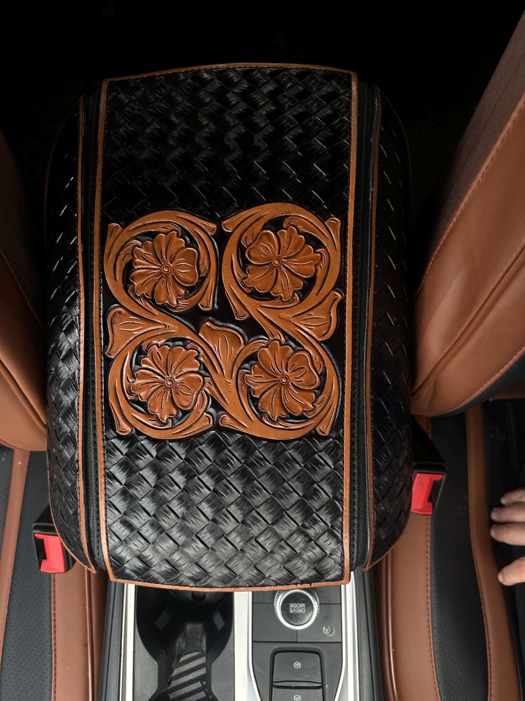 Custom Leather Tooled Center Console Covers - Etsy