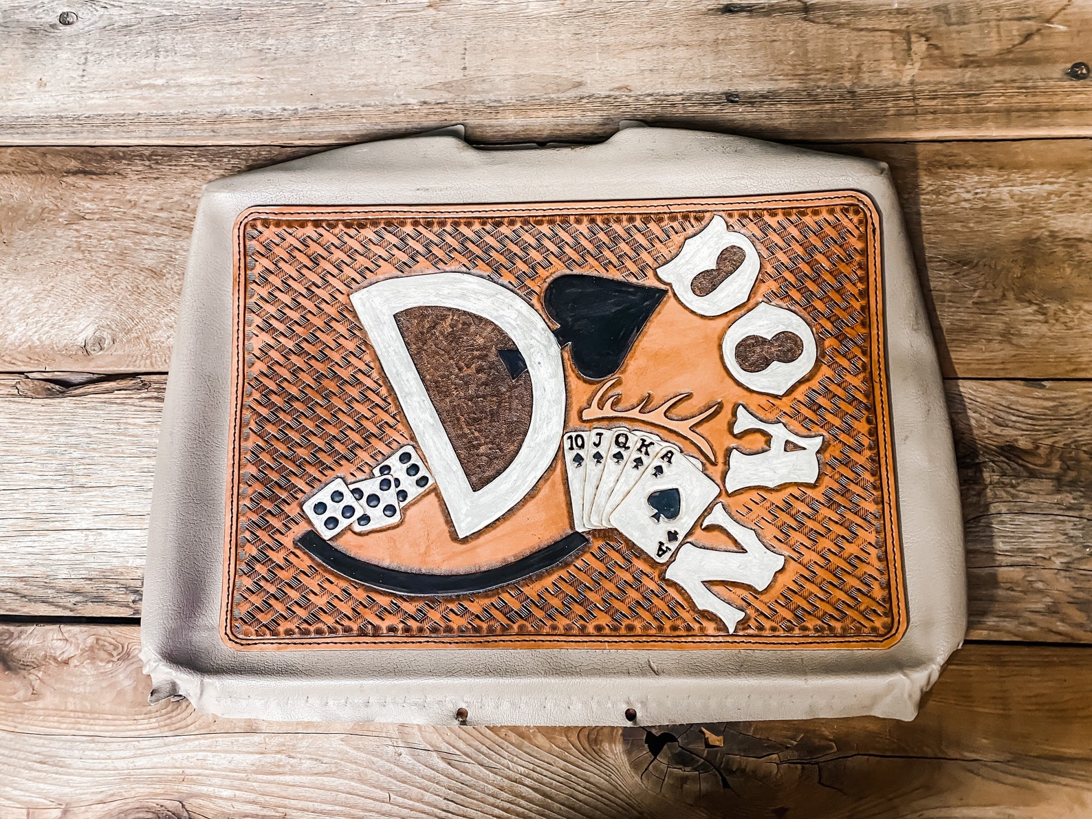 Leather Tooled Center Console Covers - Etsy