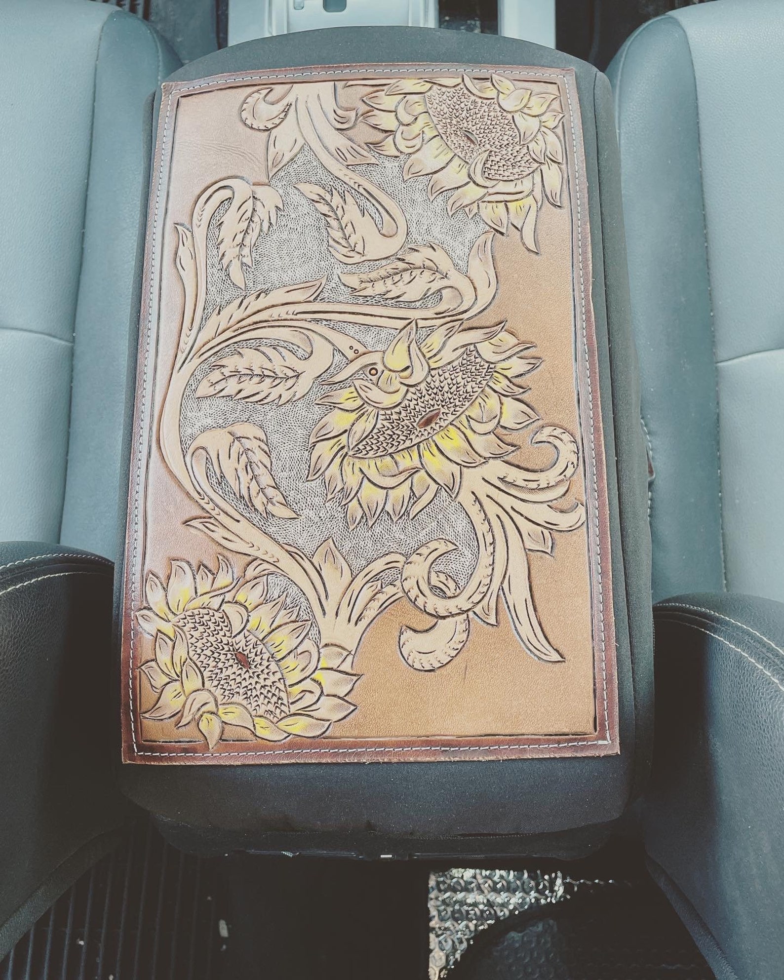 Leather Tooled Center Console Covers - Etsy