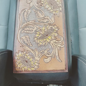 Custom Leather Tooled Center Console Covers - Etsy