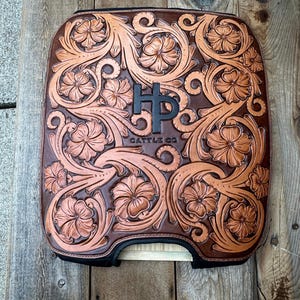 Custom Leather Tooled Center Console Covers - Etsy
