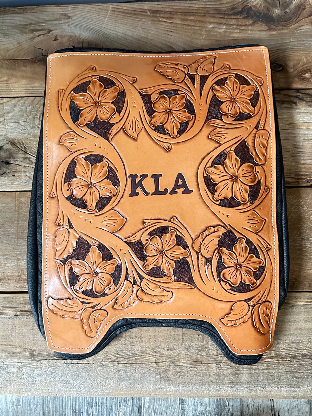 Custom Leather Tooled Center Console Covers - Etsy