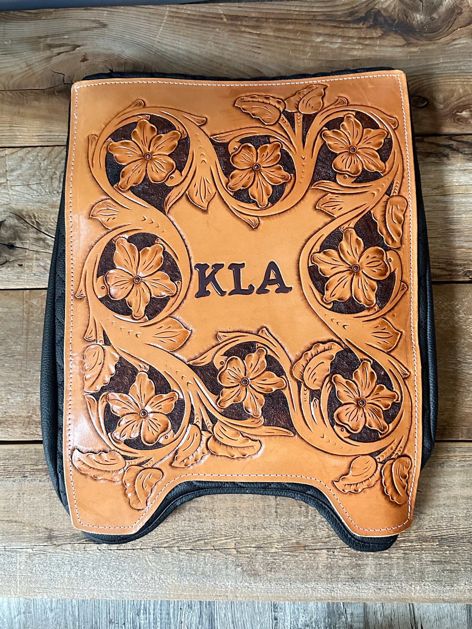 Custom Leather Tooled Center Console Covers - Etsy