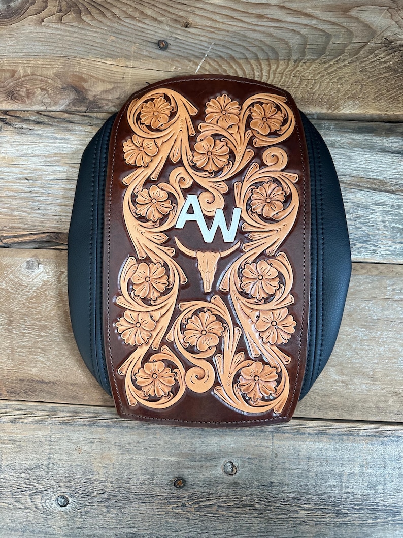 Custom Leather Tooled Center Console Covers - Etsy