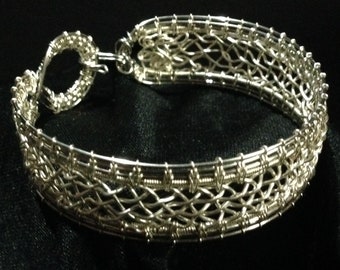 Stainless Steel Silver Spiral Rings Wire Weave Macrame Cuff/bracelet - Etsy