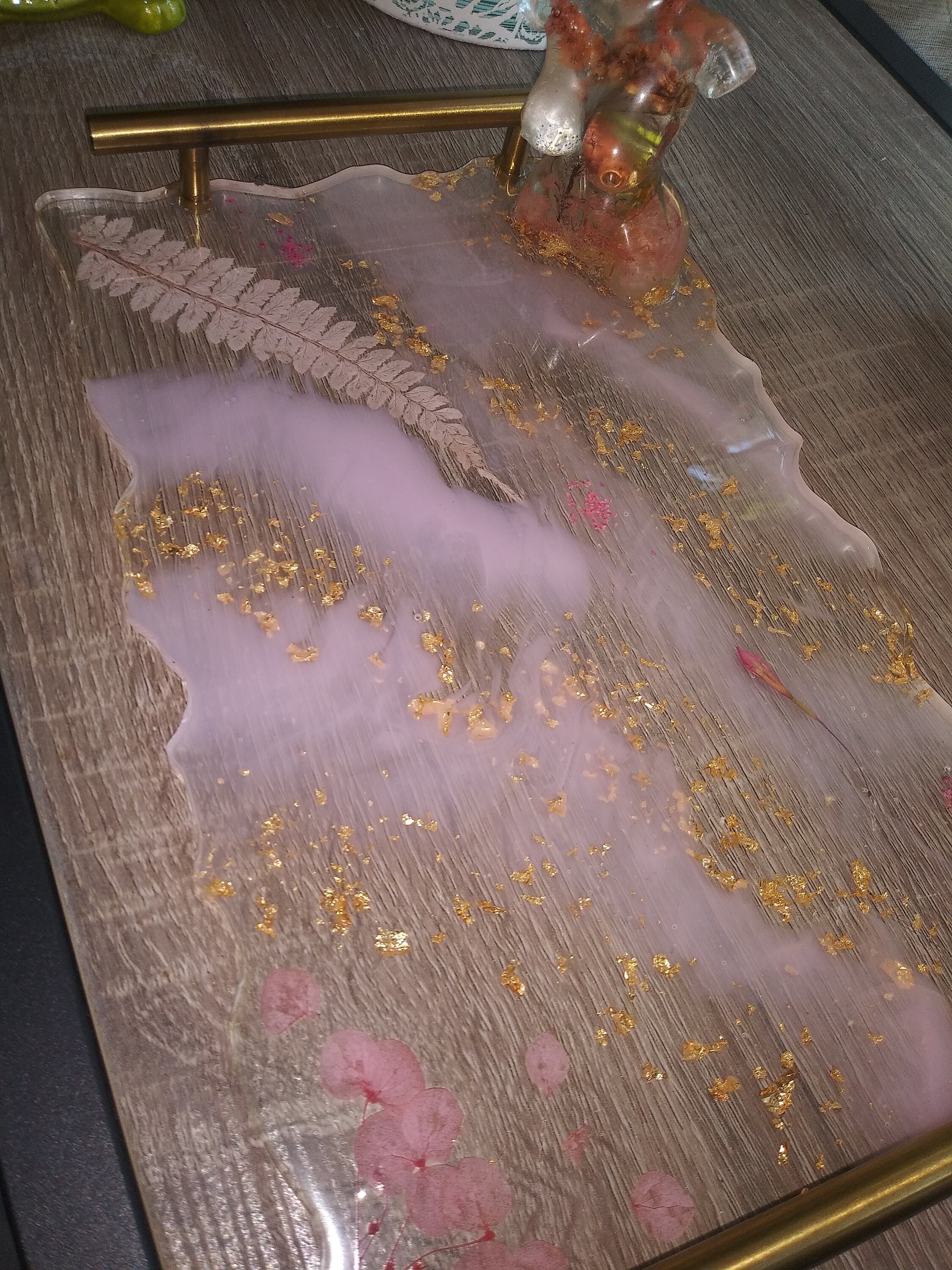 Custom Pink Floral Goddess Resin Vanity Tray With Handles YOU PICK ...