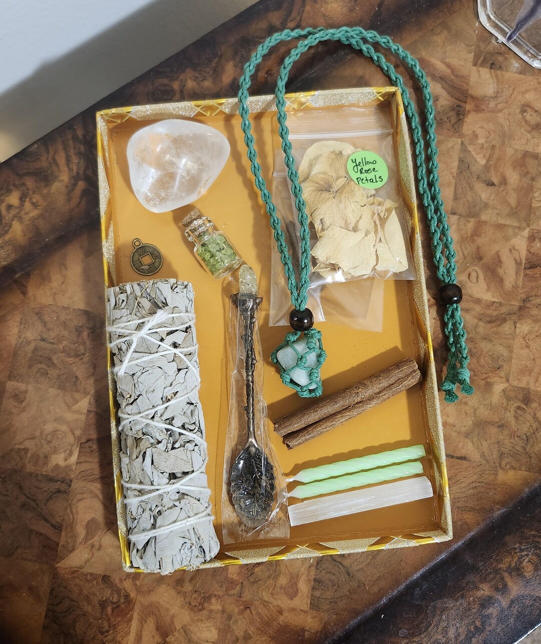 Sucess-money Witch Box W/crystals, Herbs, Sage Bundle, Crystal Spoon ...