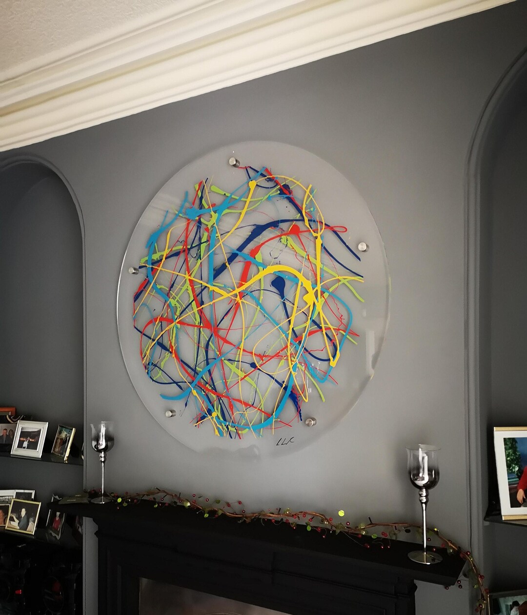 Multi Coloured Circle 'circular' Wall Art Acrylic Painting, Round ...