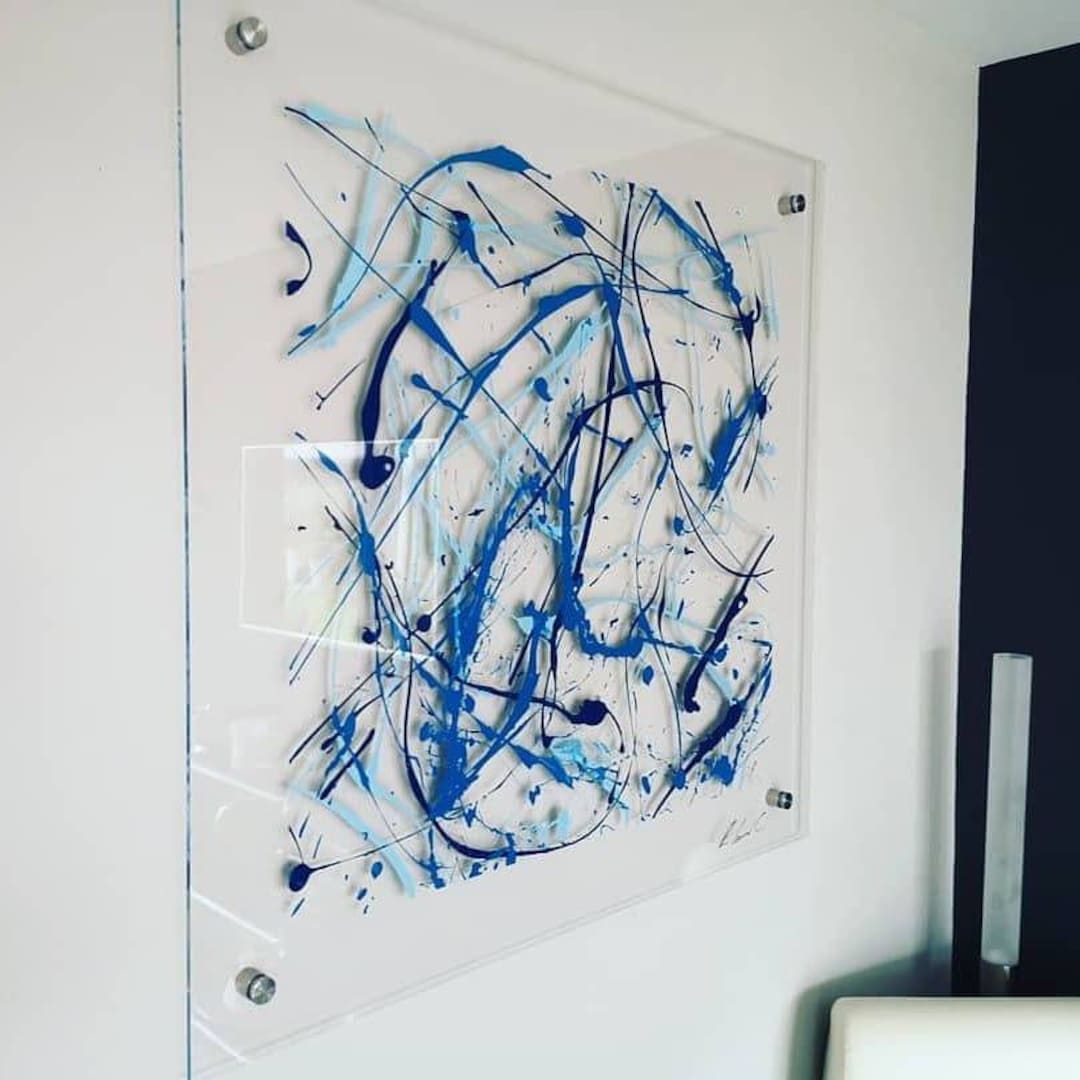 Blue Abstract Acrylic Wall Art, Hand-painted by Ben Ashford - Etsy