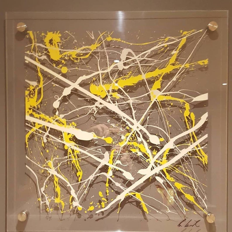 Yellow Acrylic Splash Art - Etsy UK