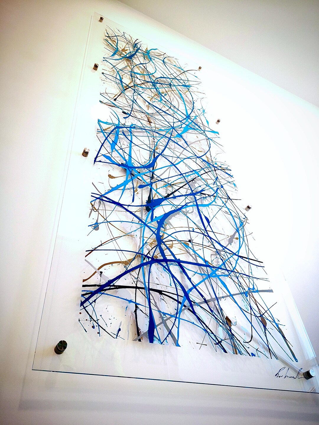 Royal Blue, Bright Blue, Silver & a Touch of Brown Original Artwork by ...