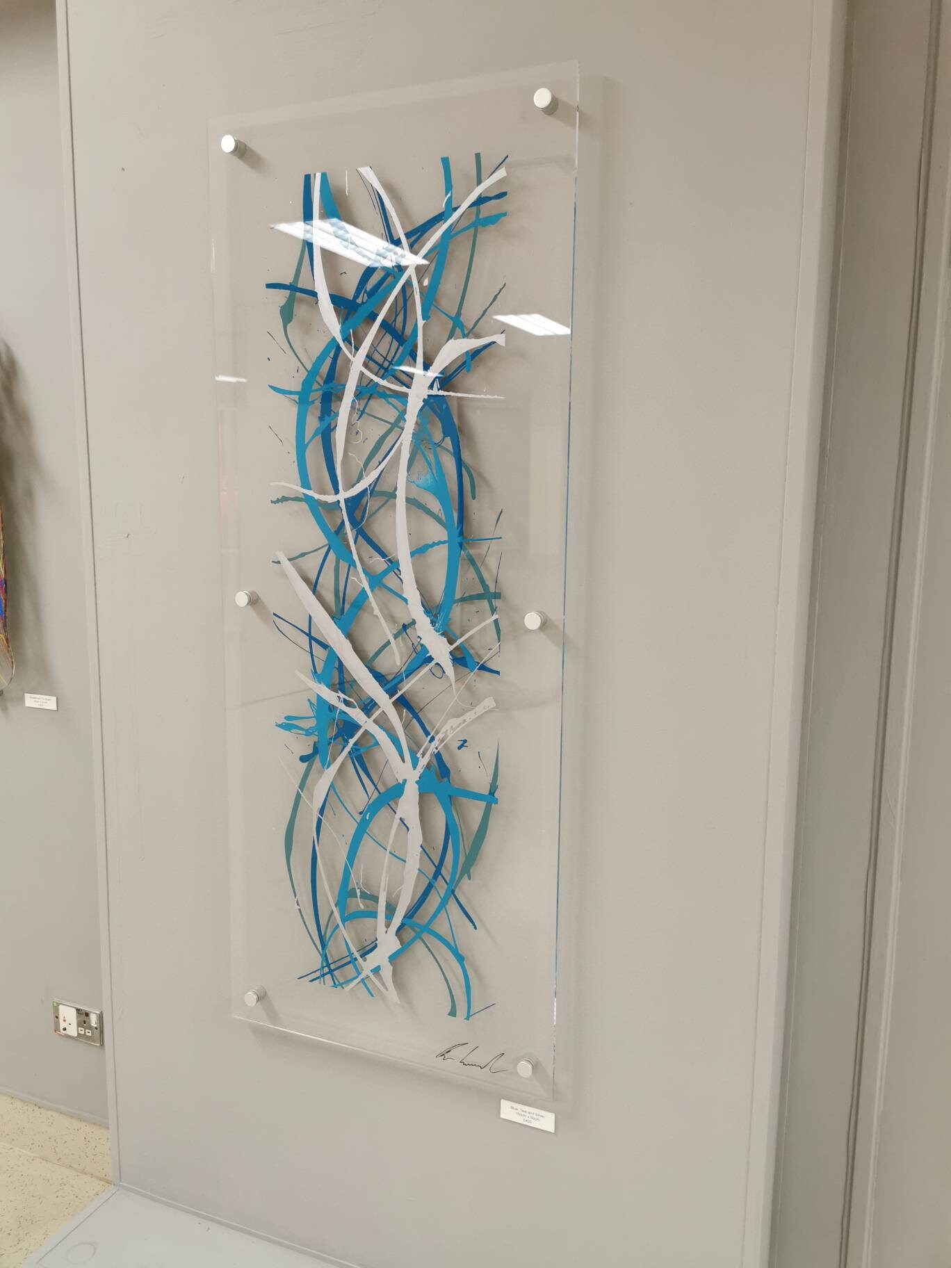 Turquoise Acrylic Wall Sculpture, Modern Silver Decor, Ben Ashford ...