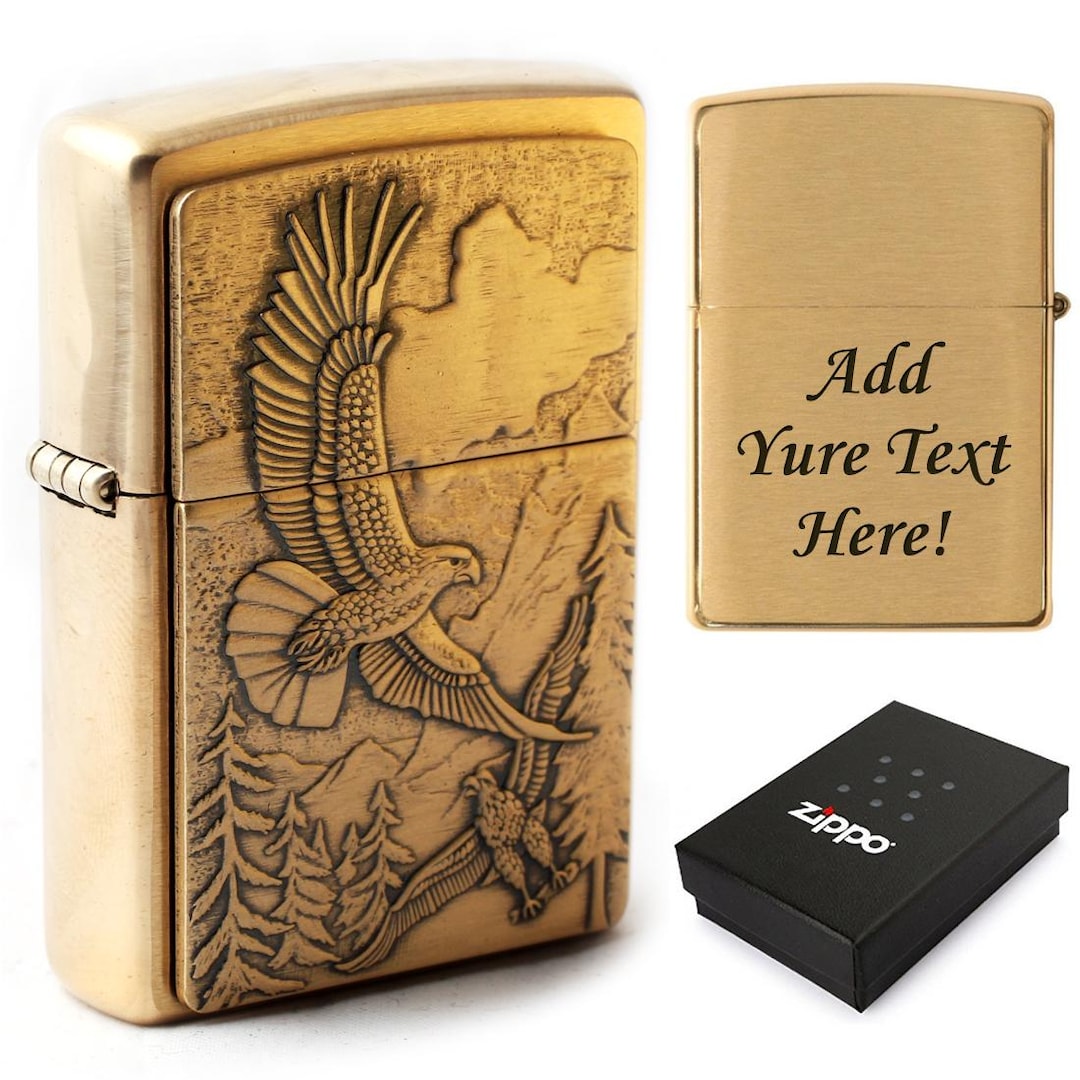 Custom Engraved Zippo Lighter - Personalized Eagle Design - Durable, Refillable, Windproof ...