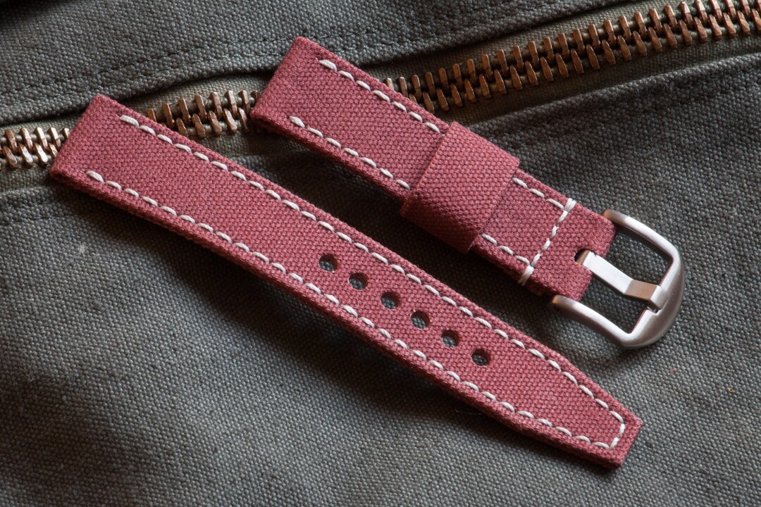 Brick Red Canvas Watch Strap in 20mm, 22mm, 24mm Sizes - Etsy