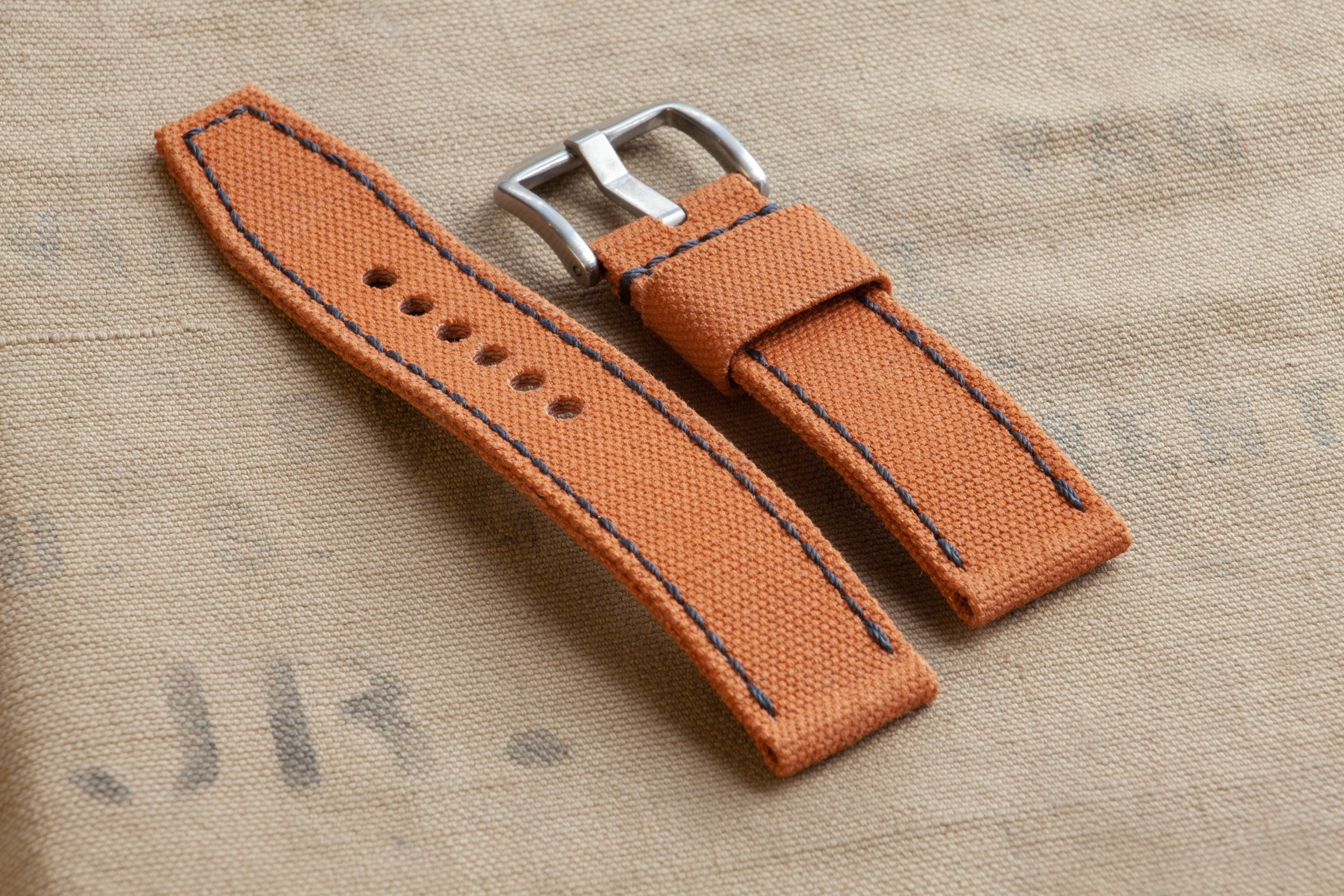 Burnt Orange Watch Strap From 12oz Canvas 20mm 22mm 24mm - Etsy