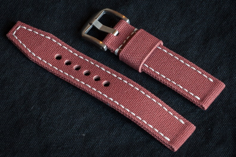 Brick Red Canvas Watch Strap in 20mm 22mm 24mm sizes | Etsy
