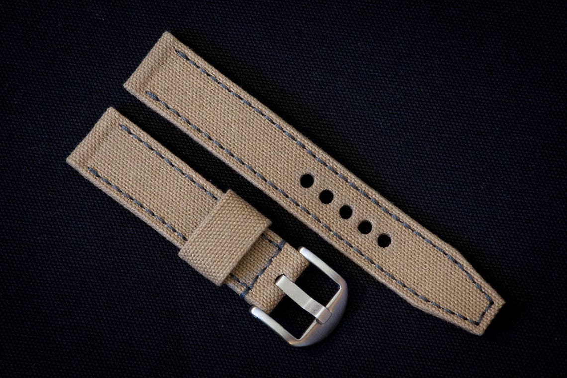 Dark Khaki Watch Strap From 12oz Cotton Canvas in 20mm 22mm | Etsy