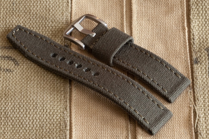 Basque Olive Canvas Watch Strap From 15oz Canvas, 20mm, 22mm, 24mm ...