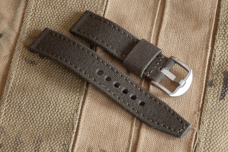 Basque Olive Canvas Watch Strap From 15oz Canvas 20mm 22mm | Etsy