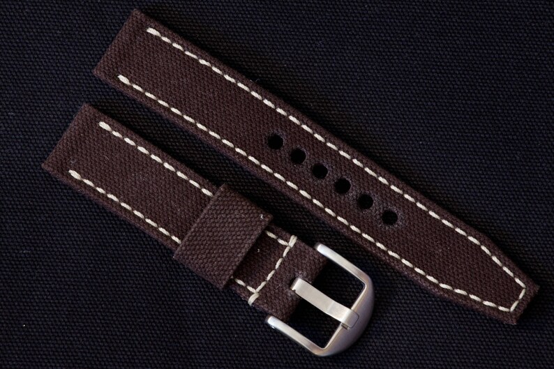 Espresso Brown Watch Strap From 12oz Cotton Canvas in 20mm - Etsy