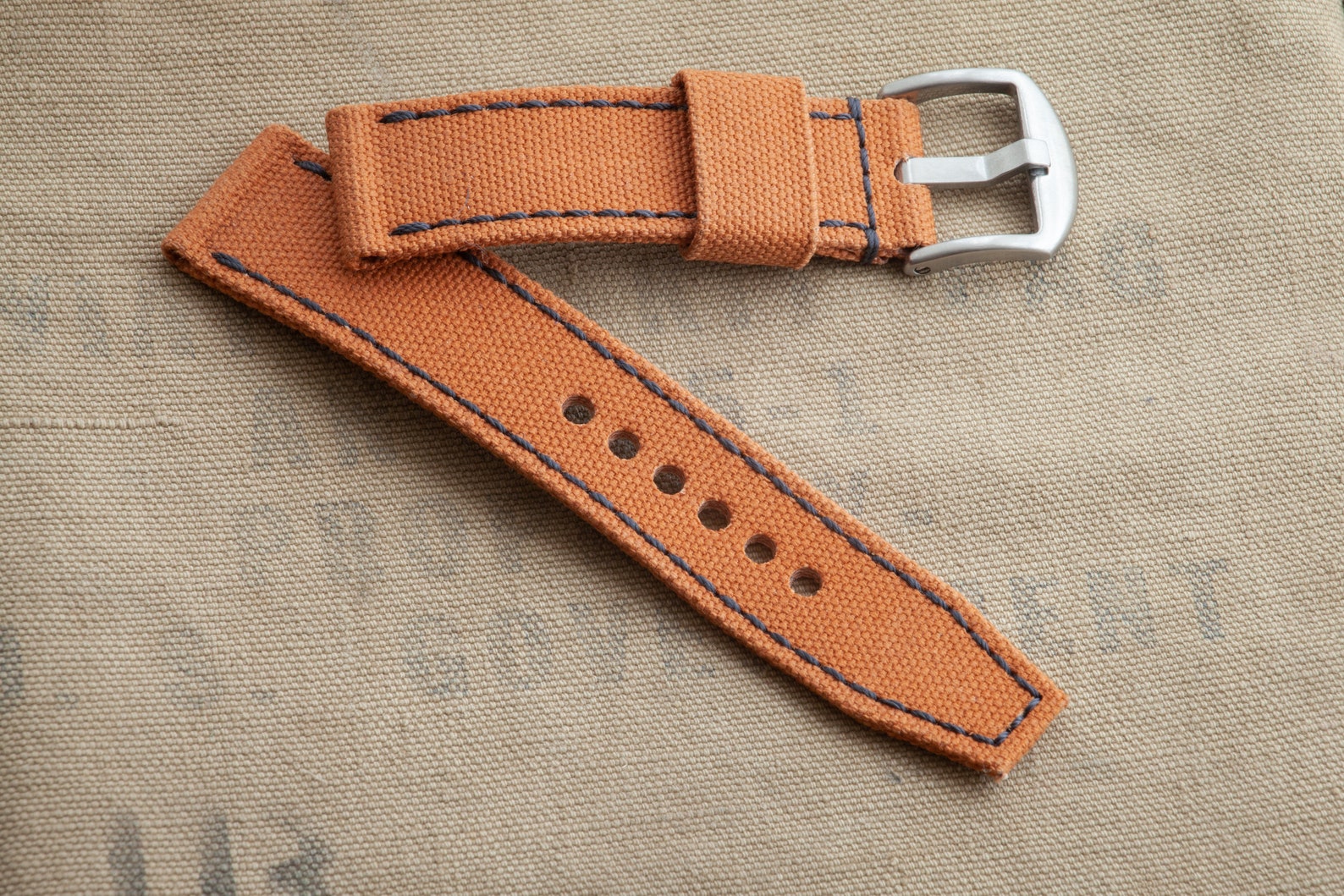 Burnt Orange Watch Strap From 12oz Canvas 20mm 22mm 24mm - Etsy