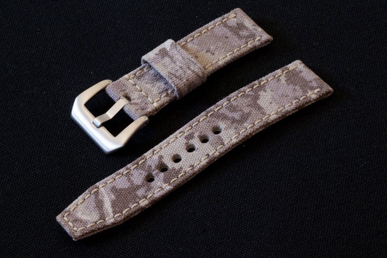 Desert Camo Watch Strap From 12oz Cotton Canvas in 20mm, 22mm, 24mm ...