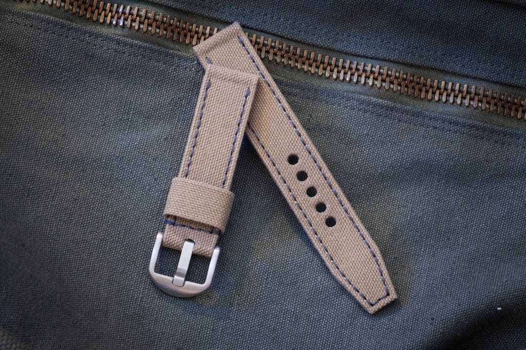 Dark Khaki Watch Strap From 12oz Cotton Canvas in 20mm, 22mm, 24mm ...