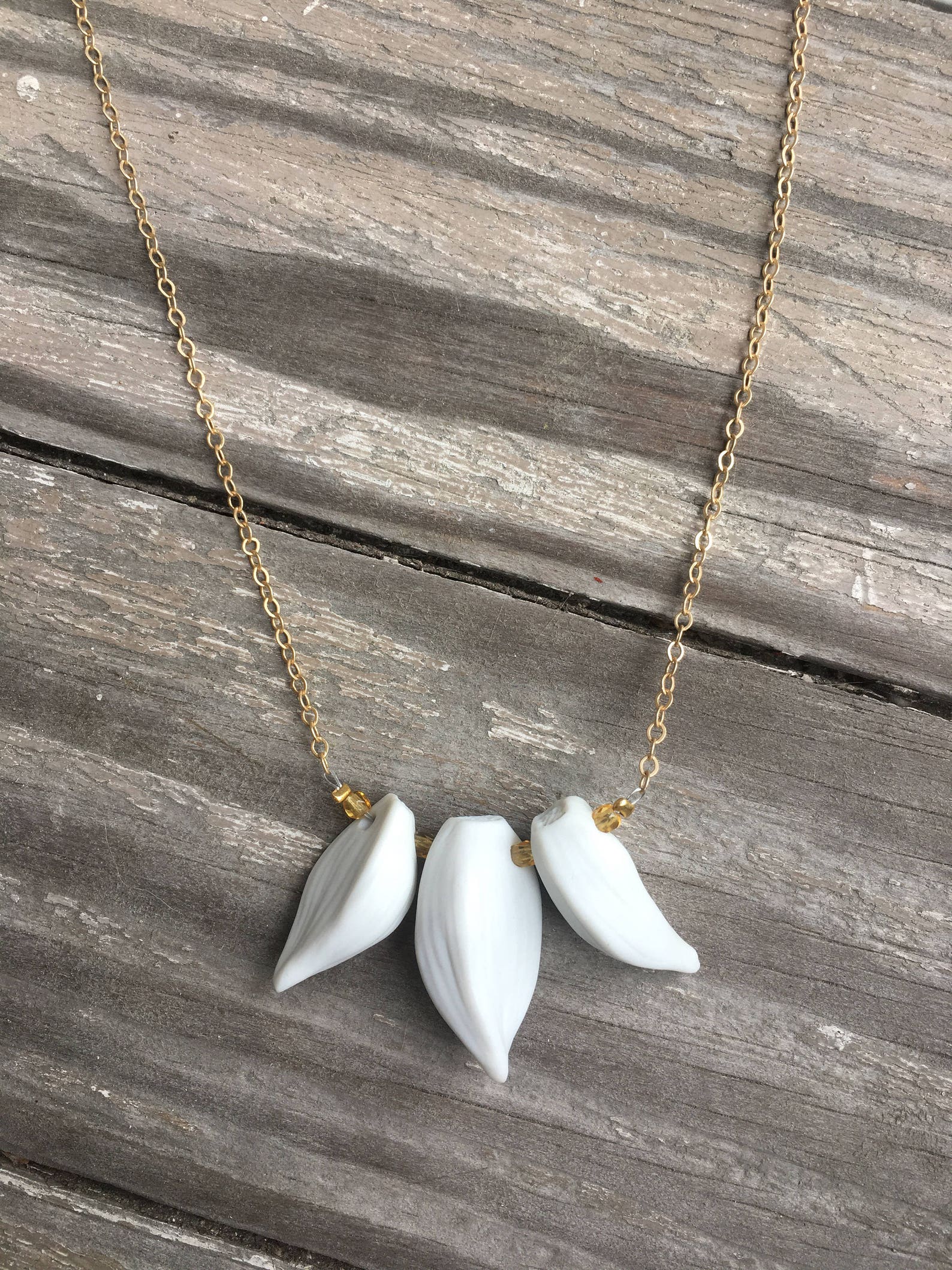 Porcelain Garlic and Long Gold Chain Amulet Necklace - Etsy