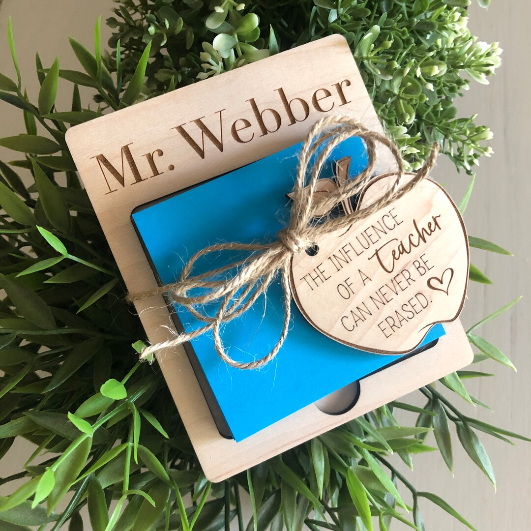 Teacher Note Pads Personalized Engraved Wood - Sticky Note Pad Holder ...