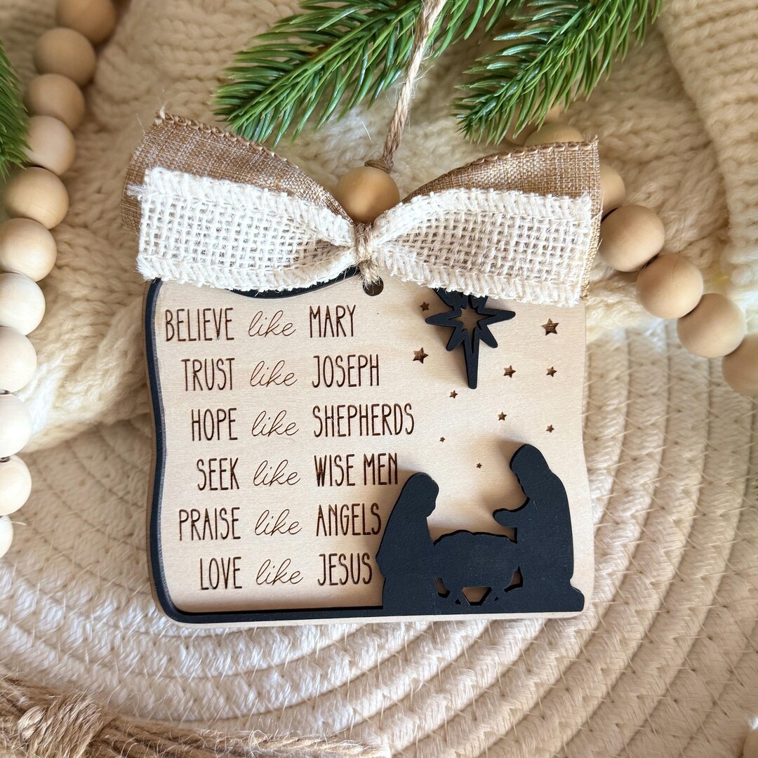 Nativity Ornament – Christian Christmas Decor, Hand Painted Religious ...