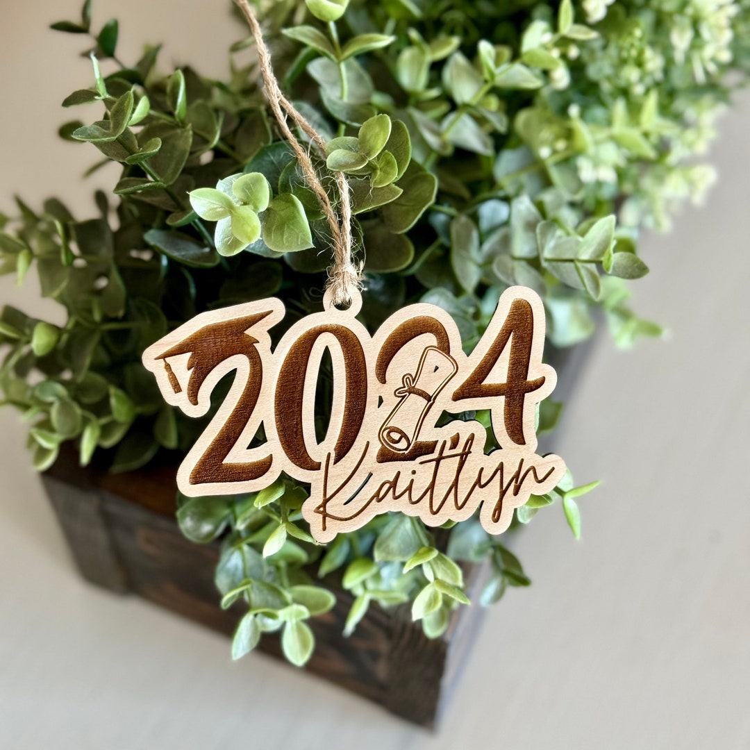 2024 Personalized Graduation Wood Ornament - Gift for Grad - Engraved ...