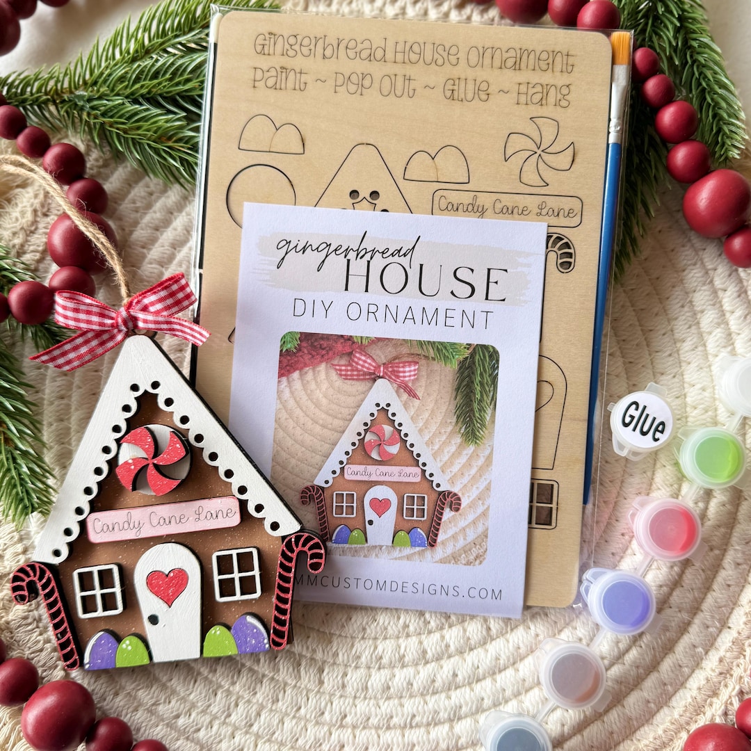 Paint-your-own 3D Gingerbread House Ornament Kit – DIY Christmas ...