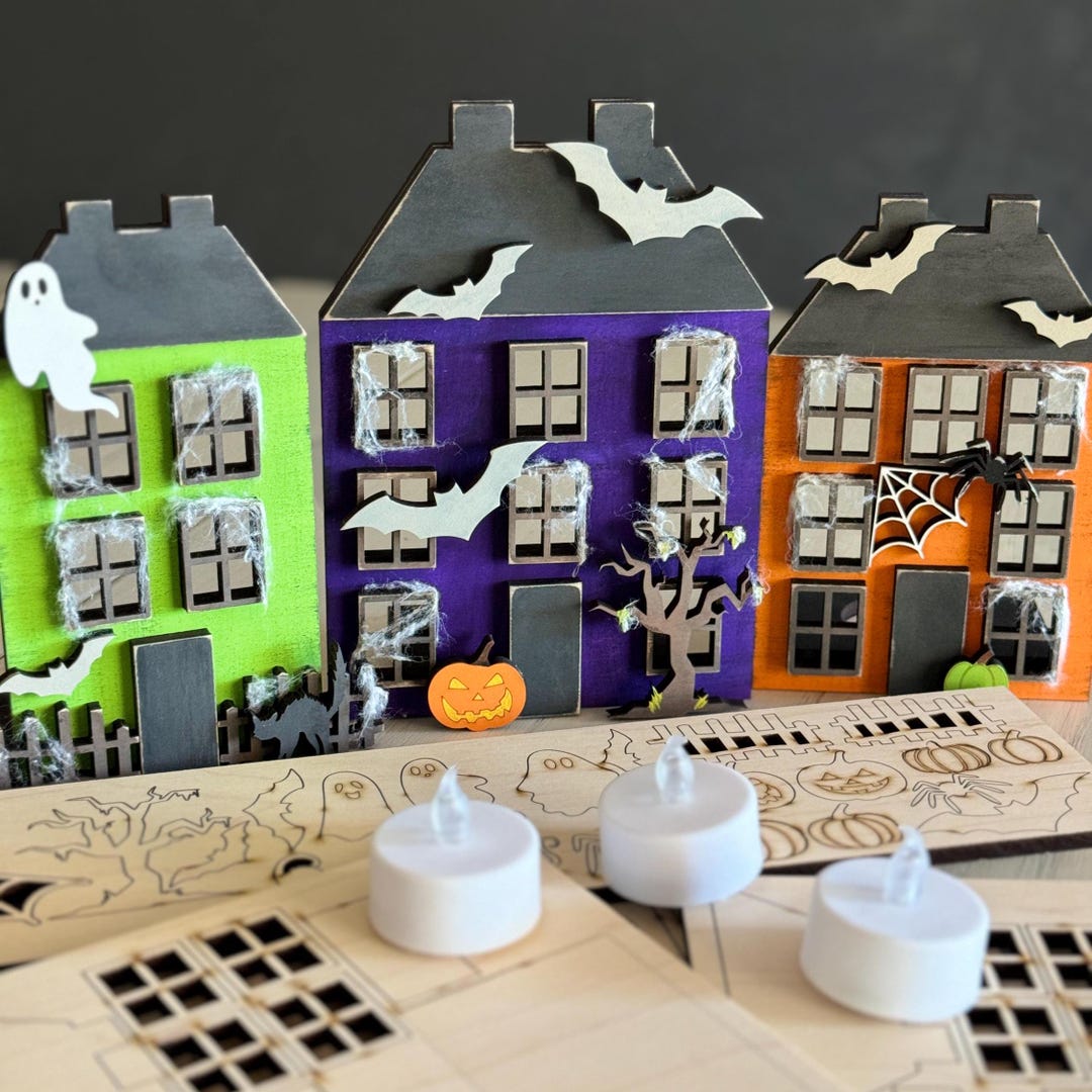 Create Your Own Light-up Spooky Haunted House Village DIY Kit - Etsy