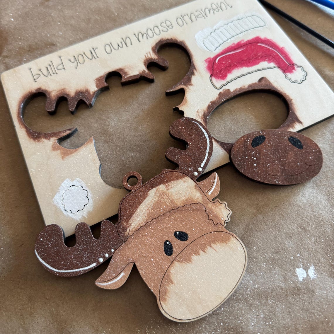 Christmas Moose Ornament DIY Kit – Paint, Pop & Glue Holiday Craft ...