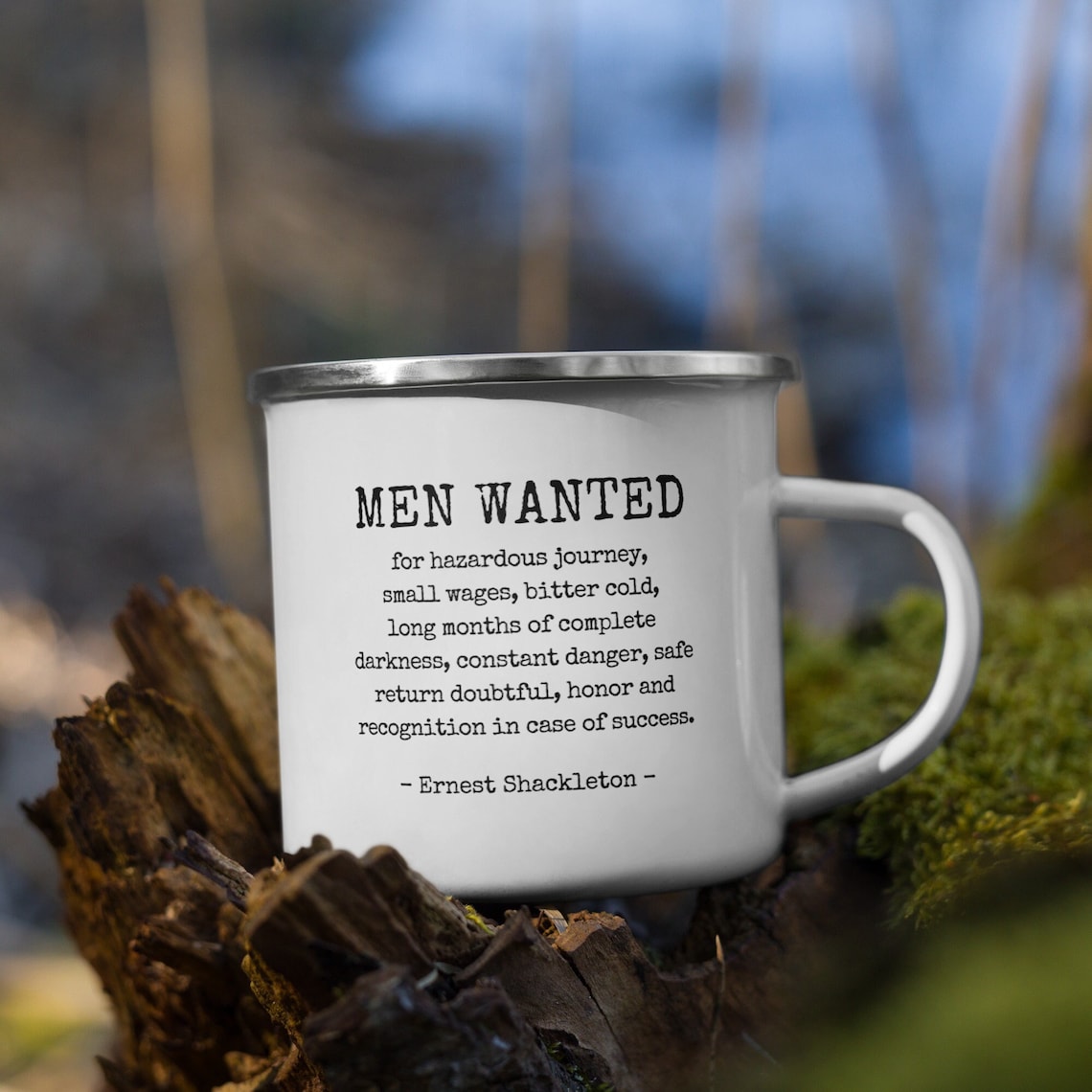 Ernest Shackleton Camper Mug! Men Wanted Ad, Shackleton Enamel Mug ...